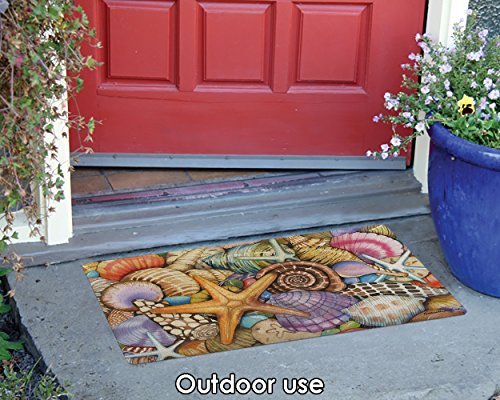 Toland Home Garden 800033 Shells of The Sea Summer Door Mat 18x30 Inch Beach Outdoor Doormat for Entryway Indoor Entrance