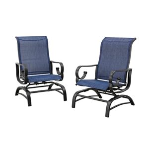 LOKATSE HOME Patio Dining Chair Set of 2 with Textilene Mesh for Backyard Porch Garden, Blue