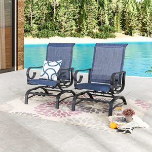 lokatse home patio dining chair set of 2 with textilene mesh for backyard porch garden, blue