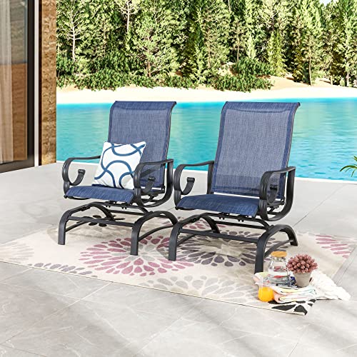 LOKATSE HOME Patio Dining Chair Set of 2 with Textilene Mesh for Backyard Porch Garden, Blue