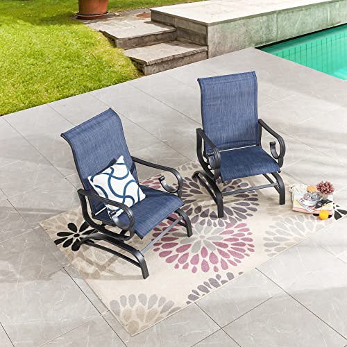 LOKATSE HOME Patio Dining Chair Set of 2 with Textilene Mesh for Backyard Porch Garden, Blue