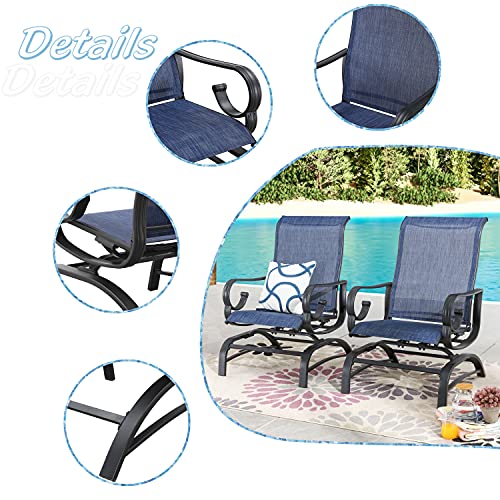 LOKATSE HOME Patio Dining Chair Set of 2 with Textilene Mesh for Backyard Porch Garden, Blue