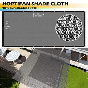 Hortifan 40% Garden Sunblock Shade Cloth, 10 x 20 FT Durable Taped Edge with Grommets UV Resistant Black Garden Shade Net for Plants, Greenhouse, Vegetables and Patio