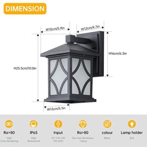 WRLYTNG Wall Mount Outdoor Wall Lantern Fixtures Lantern Waterproof Black Frosted Glass Shades Front Porch Garage Garden Aluminium Wall Lamps Exterior Wall Sconce Lights 60W Lights