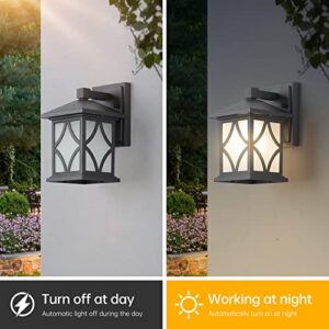 WRLYTNG Wall Mount Outdoor Wall Lantern Fixtures Lantern Waterproof Black Frosted Glass Shades Front Porch Garage Garden Aluminium Wall Lamps Exterior Wall Sconce Lights 60W Lights