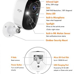 Dzees Solar Powered Security Camera Wireless Outdoor WiFi, 1080P Color Night Vision Outdoor Camera, Wireless Home Security Cameras System with Solar Panel, Spotlight/Alarm, AI Detection, 2-Way Talk