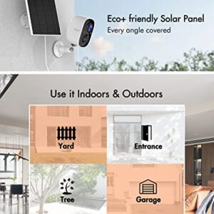 Dzees Solar Powered Security Camera Wireless Outdoor WiFi, 1080P Color Night Vision Outdoor Camera, Wireless Home Security Cameras System with Solar Panel, Spotlight/Alarm, AI Detection, 2-Way Talk