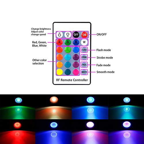 Color Changing Spotlights, 12W Outdoor Spot Lights RGB IP68 Waterproof Uplights Garden Landscape LED Colored Dimmable Lawn Yard Pathway Flag Halloween Christmas Submersible Fountain Lights(4 in Set)