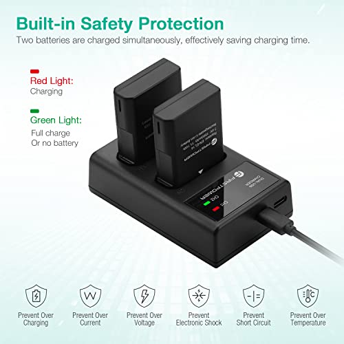 FirstPower EN-EL14/EN-EL14a Battery and USB Dual Charger Compatible with Nikon D3100 D3200 D3300 D3400 D3500 D5100 D5200 D5300 D5500 D5600 DF Coolpix P7000 P7100 P7700 P7800 Camera