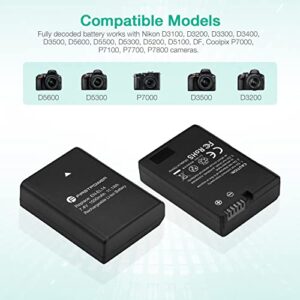 FirstPower EN-EL14/EN-EL14a Battery and USB Dual Charger Compatible with Nikon D3100 D3200 D3300 D3400 D3500 D5100 D5200 D5300 D5500 D5600 DF Coolpix P7000 P7100 P7700 P7800 Camera