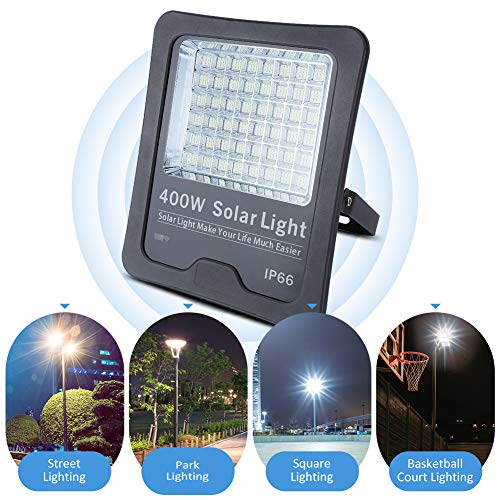 400W Solar Flood Lights Outdoor, 432 LEDs IP66 Waterproof Dual Panel Remote Control Dusk to Dawn Solar Powered Flood Street Security Lights for Yard, Garden, Swimming Pool, Pathway, Basketball Court