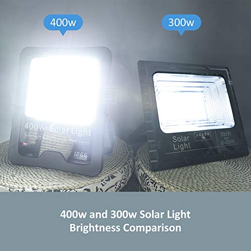 400W Solar Flood Lights Outdoor, 432 LEDs IP66 Waterproof Dual Panel Remote Control Dusk to Dawn Solar Powered Flood Street Security Lights for Yard, Garden, Swimming Pool, Pathway, Basketball Court