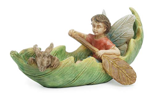 Canoeing with Friends Leaf Green 4 x 2 Resin Stone Collectible Figurine