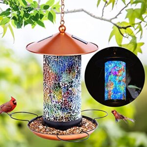 2023 Newest Solar Wild Bird Feeder Hanging for Garden Yard Outside Decoration, Waterproof Lantern Design Feeder for Birds, Solar Bird Feeder as Gift Ideas for Bird Lovers