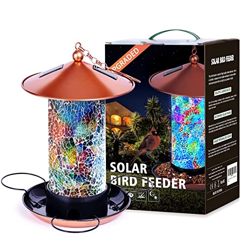 2023 Newest Solar Wild Bird Feeder Hanging for Garden Yard Outside Decoration, Waterproof Lantern Design Feeder for Birds, Solar Bird Feeder as Gift Ideas for Bird Lovers