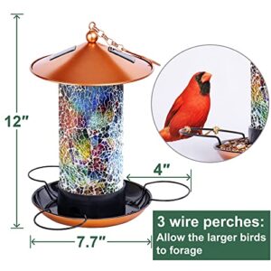 2023 Newest Solar Wild Bird Feeder Hanging for Garden Yard Outside Decoration, Waterproof Lantern Design Feeder for Birds, Solar Bird Feeder as Gift Ideas for Bird Lovers