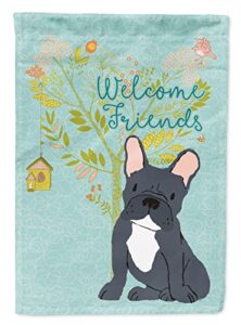 caroline’s treasures bb7632gf welcome friends black french bulldog flag garden size, garden size, multicolor