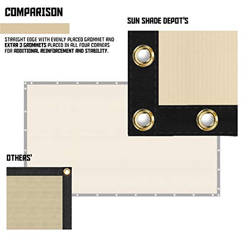 TANG Sunshades Depot 5'x10' Beige Waterproof 480 GSM Customize Order Sun Shade Sail Straight Edge for Patio Awning Garden Pergola Gazebo Backyard Deck Outdoor Facility