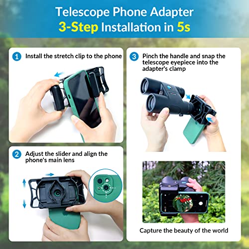 APEXEL Telescope Phone Adapter, One-Piece Smartphone Binocular Adapter for Android/iPhone, Compatible with Telescope, Monocular, Binocular, Microscope, Spotting Scope, Outdoor, Photography for Gift.