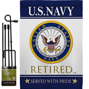 Breeze Decor US Navy Garden Flag Set with Stand Armed Forces USN Seabee United State American Military Veteran Retire Official House Banner Small Yard Gift Double-Sided, Made in USA