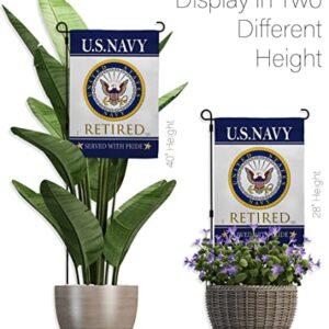 Breeze Decor US Navy Garden Flag Set with Stand Armed Forces USN Seabee United State American Military Veteran Retire Official House Banner Small Yard Gift Double-Sided, Made in USA