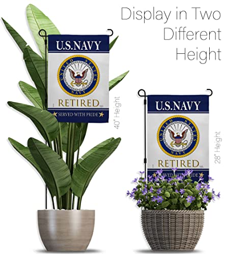 Breeze Decor US Navy Garden Flag Set with Stand Armed Forces USN Seabee United State American Military Veteran Retire Official House Banner Small Yard Gift Double-Sided, Made in USA