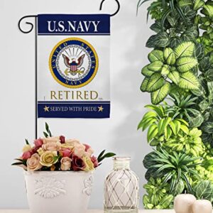 Breeze Decor US Navy Garden Flag Set with Stand Armed Forces USN Seabee United State American Military Veteran Retire Official House Banner Small Yard Gift Double-Sided, Made in USA