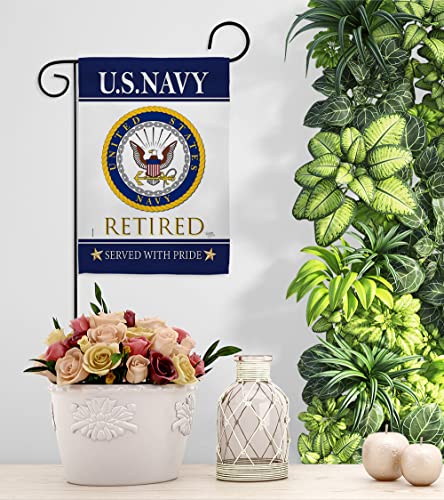 Breeze Decor US Navy Garden Flag Set with Stand Armed Forces USN Seabee United State American Military Veteran Retire Official House Banner Small Yard Gift Double-Sided, Made in USA