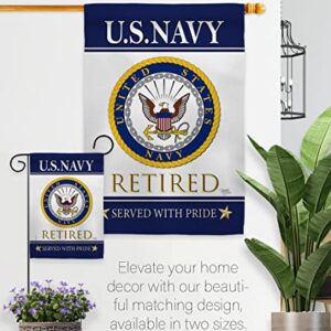 Breeze Decor US Navy Garden Flag Set with Stand Armed Forces USN Seabee United State American Military Veteran Retire Official House Banner Small Yard Gift Double-Sided, Made in USA