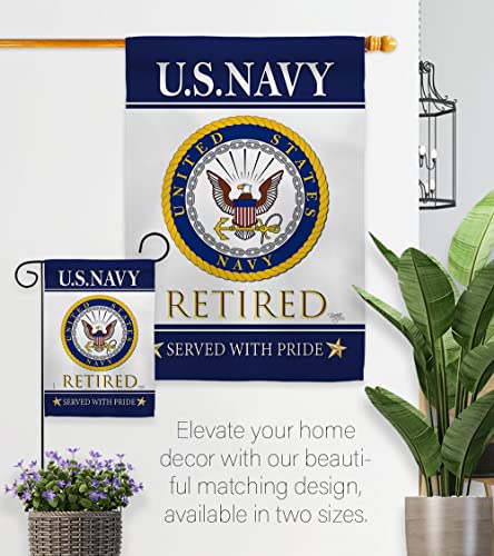 Breeze Decor US Navy Garden Flag Set with Stand Armed Forces USN Seabee United State American Military Veteran Retire Official House Banner Small Yard Gift Double-Sided, Made in USA