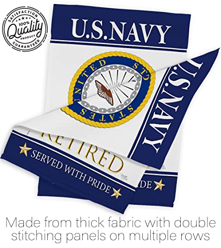 Breeze Decor US Navy Garden Flag Set with Stand Armed Forces USN Seabee United State American Military Veteran Retire Official House Banner Small Yard Gift Double-Sided, Made in USA