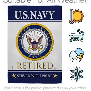 Breeze Decor US Navy Garden Flag Set with Stand Armed Forces USN Seabee United State American Military Veteran Retire Official House Banner Small Yard Gift Double-Sided, Made in USA