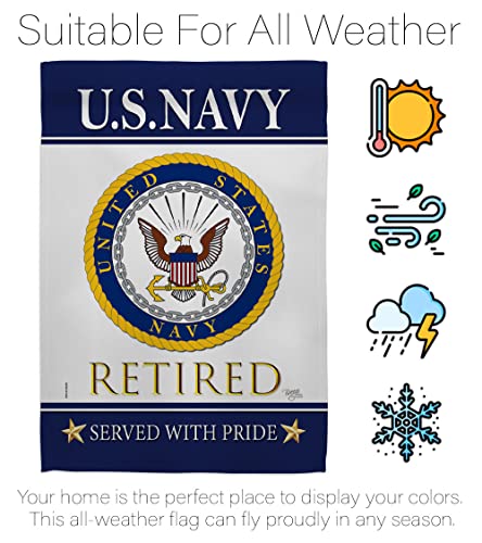 Breeze Decor US Navy Garden Flag Set with Stand Armed Forces USN Seabee United State American Military Veteran Retire Official House Banner Small Yard Gift Double-Sided, Made in USA