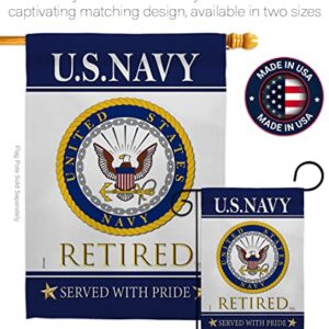 Breeze Decor US Navy Garden Flag Set with Stand Armed Forces USN Seabee United State American Military Veteran Retire Official House Banner Small Yard Gift Double-Sided, Made in USA