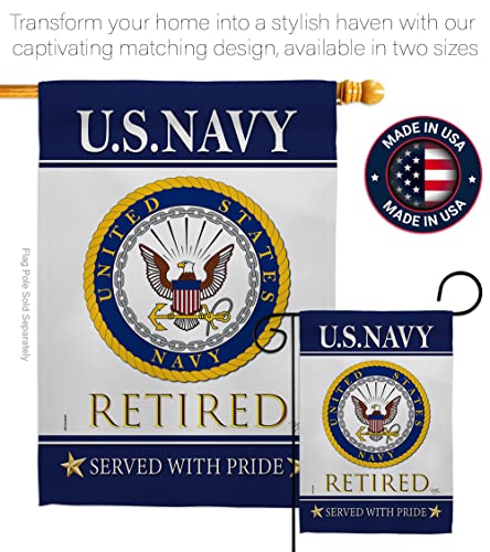 Breeze Decor US Navy Garden Flag Set with Stand Armed Forces USN Seabee United State American Military Veteran Retire Official House Banner Small Yard Gift Double-Sided, Made in USA