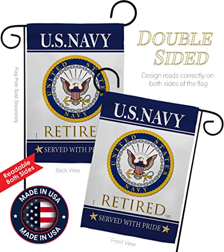 Breeze Decor US Navy Garden Flag Set with Stand Armed Forces USN Seabee United State American Military Veteran Retire Official House Banner Small Yard Gift Double-Sided, Made in USA