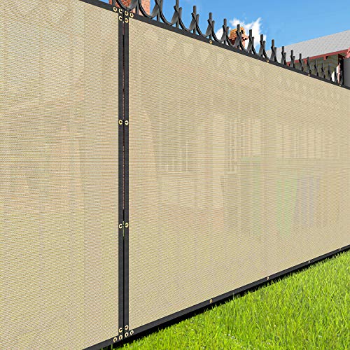 E&K Sunrise 4' x 50' Beige Ience Privacy Screen, Commercial Outdoor Backyard Shade Windscreen Mesh Iabric Shade Net Cover for Wall Garden Yard Backyard- Customized