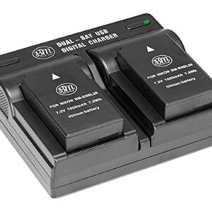 BM Premium Pack of 2 ENEL20, EN-EL20a Batteries and USB Dual Battery Charger for Nikon Coolpix P950, P1000, DL24-500, Coolpix A, 1 AW1, 1 J1, 1 J2, 1 J3, 1 S1, 1 V3 Digital Camera