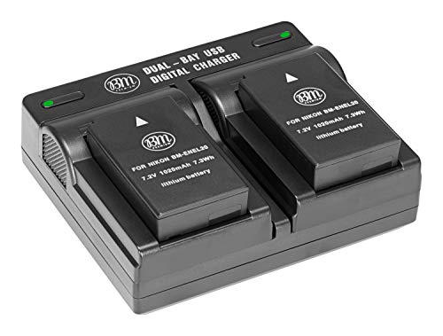 BM Premium Pack of 2 ENEL20, EN-EL20a Batteries and USB Dual Battery Charger for Nikon Coolpix P950, P1000, DL24-500, Coolpix A, 1 AW1, 1 J1, 1 J2, 1 J3, 1 S1, 1 V3 Digital Camera