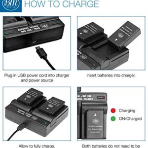 BM Premium Pack of 2 ENEL20, EN-EL20a Batteries and USB Dual Battery Charger for Nikon Coolpix P950, P1000, DL24-500, Coolpix A, 1 AW1, 1 J1, 1 J2, 1 J3, 1 S1, 1 V3 Digital Camera