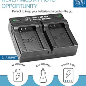 BM Premium Pack of 2 ENEL20, EN-EL20a Batteries and USB Dual Battery Charger for Nikon Coolpix P950, P1000, DL24-500, Coolpix A, 1 AW1, 1 J1, 1 J2, 1 J3, 1 S1, 1 V3 Digital Camera