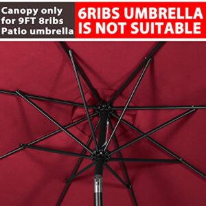 ABCCANOPY 9ft Outdoor Umbrella Replacement Top Suit 8 Ribs (Burgundy)