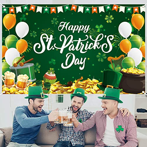 St Patricks Day Decorations for The Home, Happy Saint St Patrick‘s Day Decorations Banner ​Backdrop 72x44 Inch, Shamrock Irish Luck Day Saint Backdrop Party Supplies