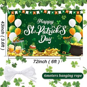 St Patricks Day Decorations for The Home, Happy Saint St Patrick‘s Day Decorations Banner ​Backdrop 72x44 Inch, Shamrock Irish Luck Day Saint Backdrop Party Supplies