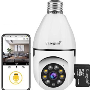 Light Bulb Camera,360° Light Bulb Security Camera,2.4GHz Smart Wireless WiFi 1080P HD Security Camera for Indoor- Outdoor with Motion Detection and Alarm Night Vision