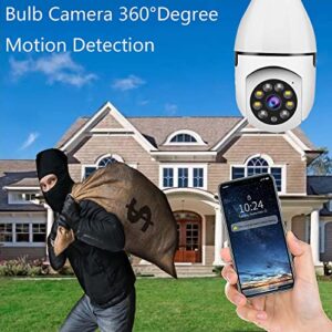 Light Bulb Camera,360° Light Bulb Security Camera,2.4GHz Smart Wireless WiFi 1080P HD Security Camera for Indoor- Outdoor with Motion Detection and Alarm Night Vision