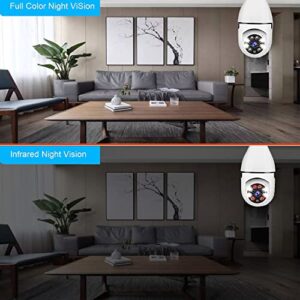 Light Bulb Camera,360° Light Bulb Security Camera,2.4GHz Smart Wireless WiFi 1080P HD Security Camera for Indoor- Outdoor with Motion Detection and Alarm Night Vision