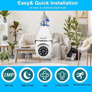 Light Bulb Camera,360° Light Bulb Security Camera,2.4GHz Smart Wireless WiFi 1080P HD Security Camera for Indoor- Outdoor with Motion Detection and Alarm Night Vision