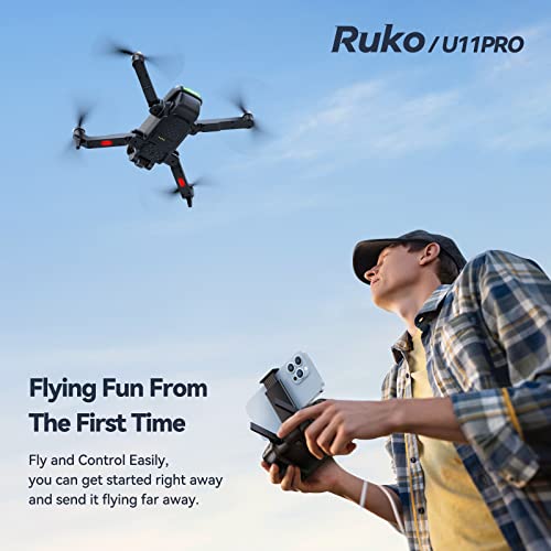 Ruko U11PRO First Drones With Camera For Adults 4k, 52 Min Fly Fun Time 2 Batteries GPS Drone Advanced Auto Return Upgraded Brushless Motor RC Quadcopter UAV with Carrying Case