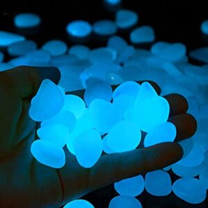 glow in the dark pebbles (500pcs white glows blue) – indoor outdoor garden stones moonlight yard plant decorations fish tank aquarium rocks solar backyard led decor